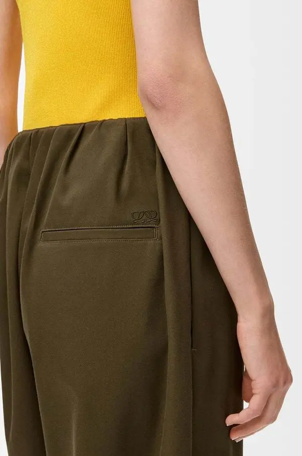 Loewe Cropped Belted Trousers In Cotton And Silk