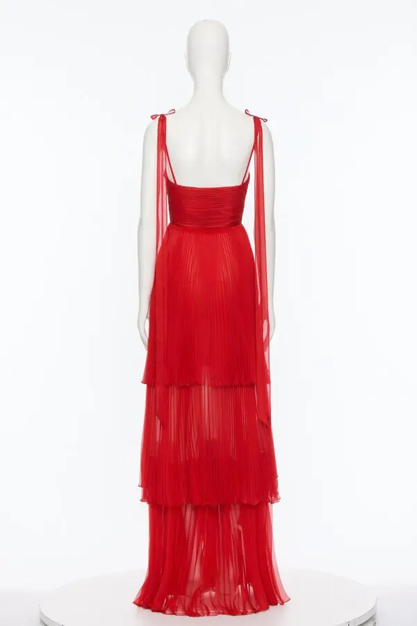 Valentino Garavani Red Halter Neck Layered Slip Dress