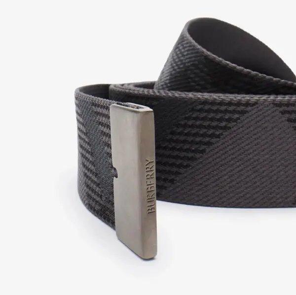 Burberry Check Webbing Belt With B Buckle