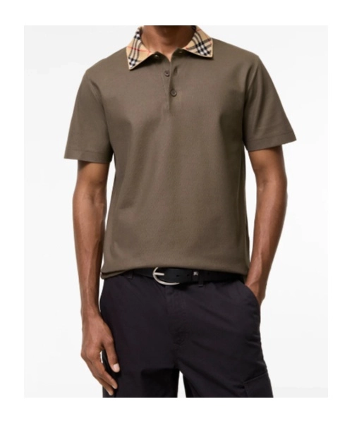 Burberry Check Collar Cotton Polo Shirt