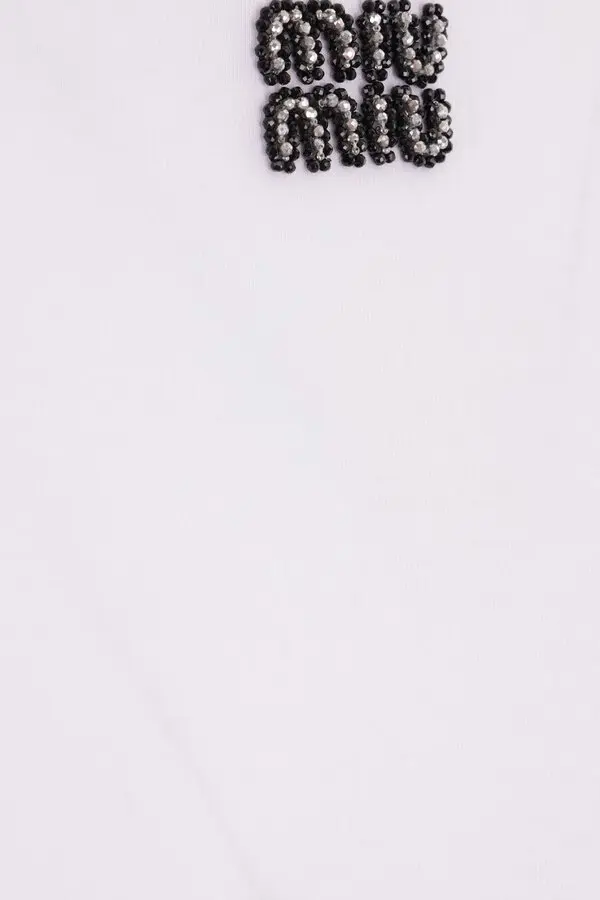 Miu Miu Logo-beaded Crewneck T-shirt