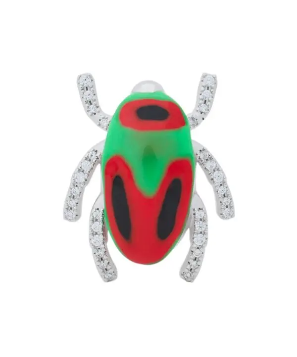Loewe Carabeo Brooch In Sterling Silver And Enamel
