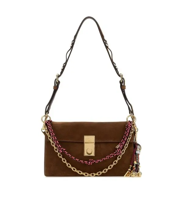 Prada Soft Sound Small Suede Shoulder Bag - Brown