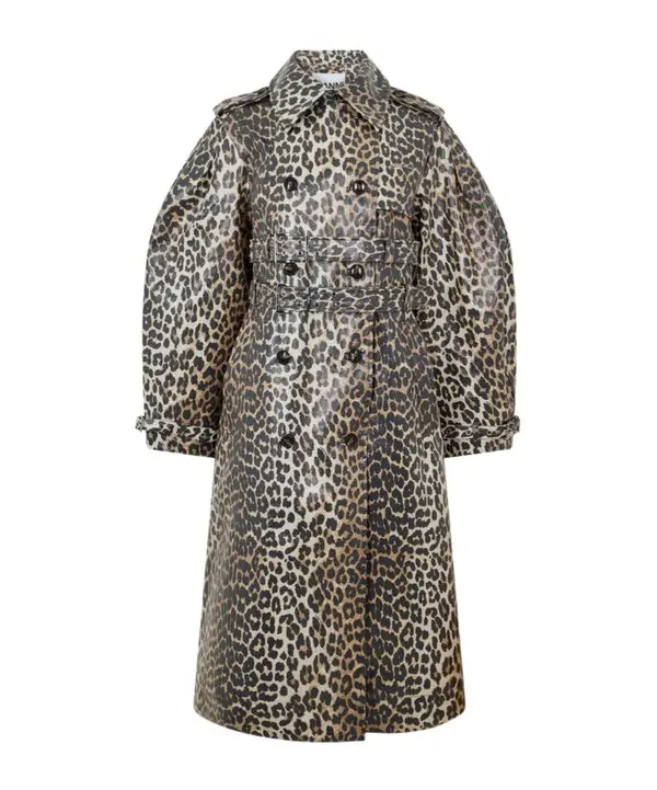 GANNI Laminated Canvas Trench Coat