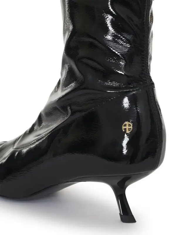 ANINE BING Hilda High-shine Ankle Boots - Black
