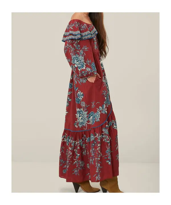 Farm Rio Off-the-shoulder Ruffled Floral Maxi Dress