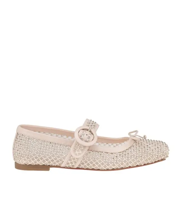CHRISTIAN LOUBOUTIN Mamastrapitina Bow Detailed Flat Shoes - Nude