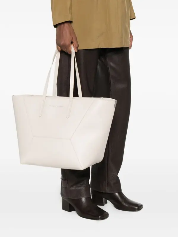 Brunello Cucinelli Bc Duo Geometric Leather Tote Bag - Ivory