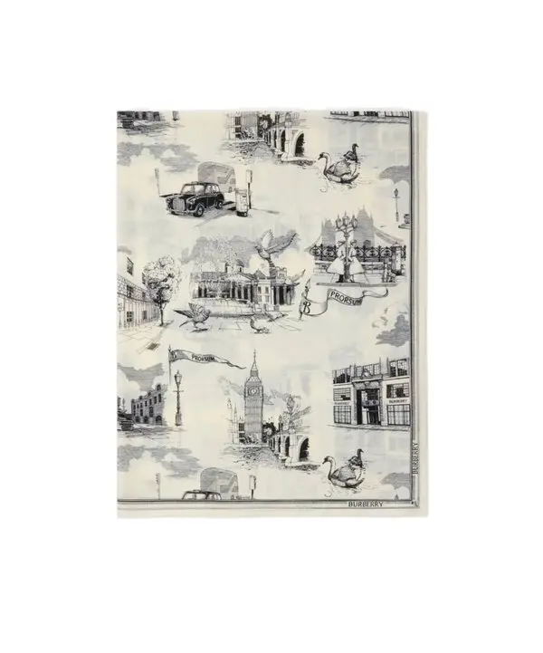 Burberry London Landmarks Wool Silk Scarf