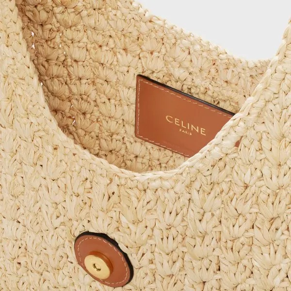 Celine Cabas Triangle In Raffia And Calfskin