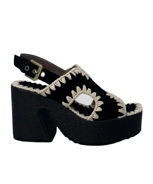 Mou Platform Sandals With Crochet Trim