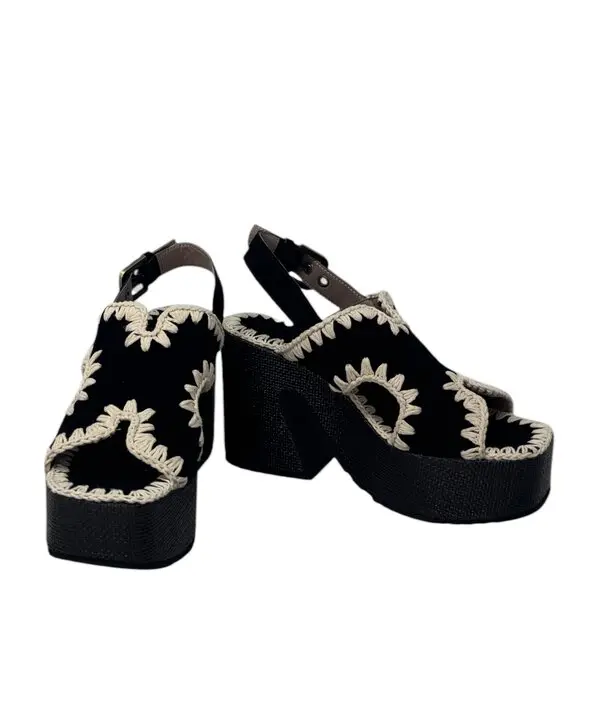 Mou Platform Sandals With Crochet Trim