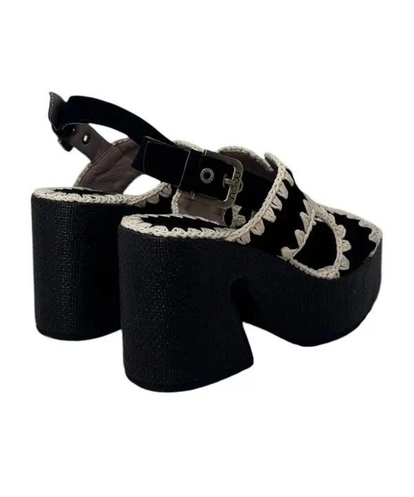 Mou Platform Sandals With Crochet Trim