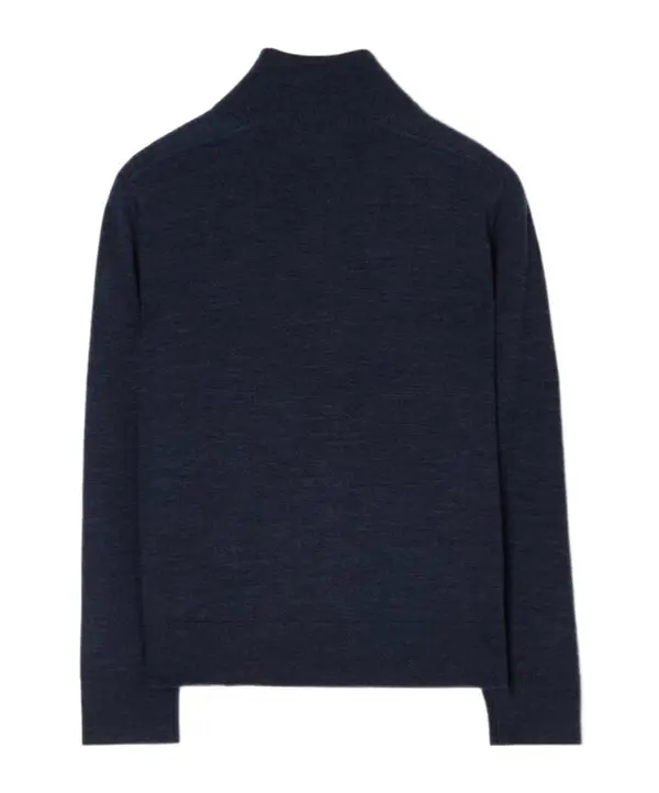 Burberry Check Trim Wool Half-zip Sweater - Deep Navy Blue