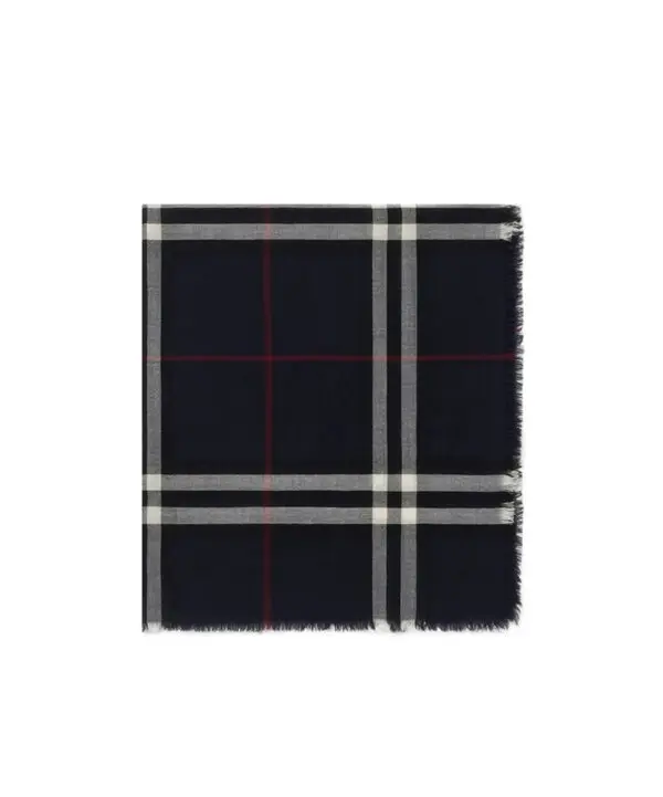 Burberry Checked Knit Fringed Scarf