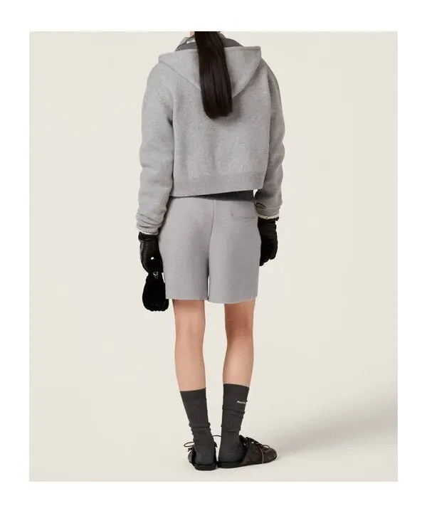 Miu Miu Double Cashmere Zipper Hoodie Cardigan