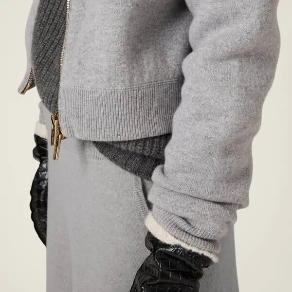 Miu Miu Double Cashmere Zipper Hoodie Cardigan