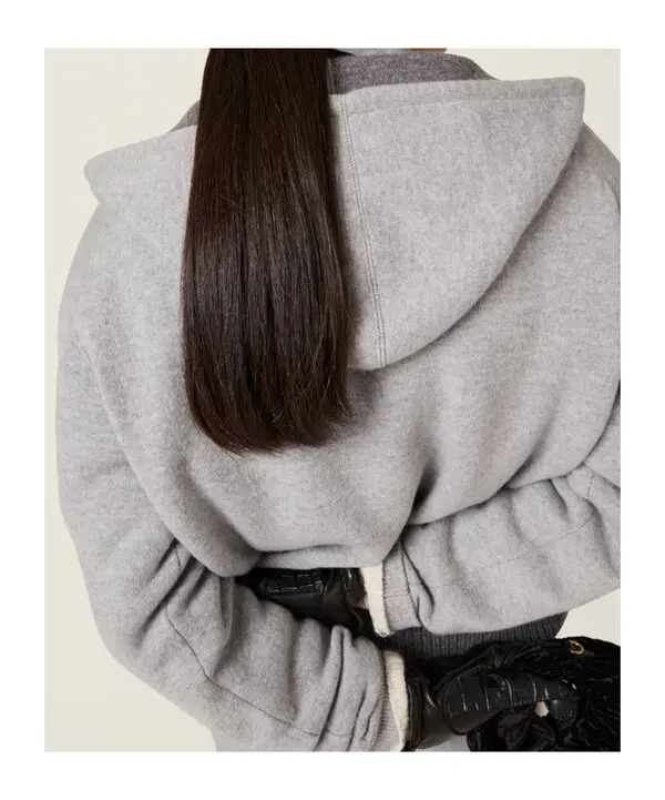 Miu Miu Double Cashmere Zipper Hoodie Cardigan