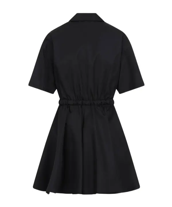 Prada Logo Plaque Drawstring Mini Dress