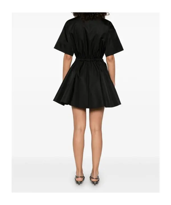 Prada Logo Plaque Drawstring Mini Dress