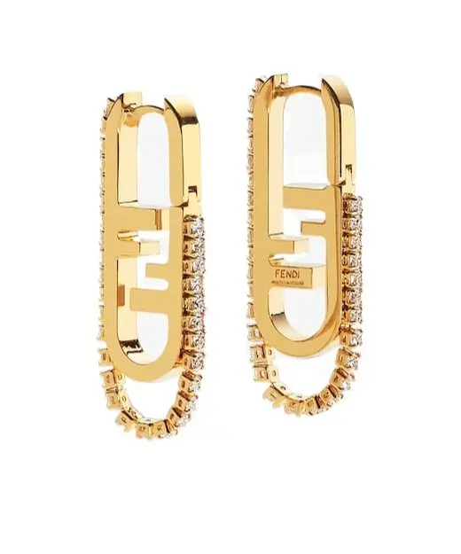 Fendi O'lock-motif Crystal Earrings