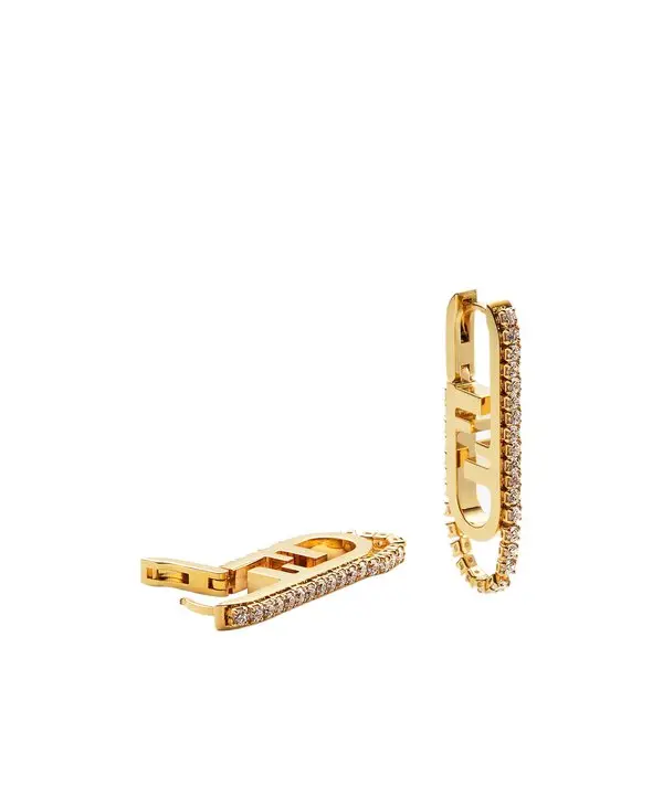 Fendi O'lock-motif Crystal Earrings