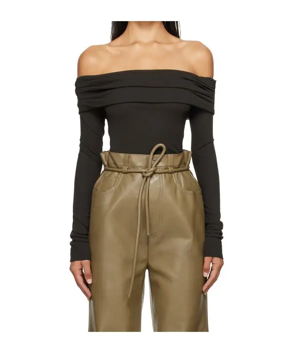 Nanushka Amily Off-the-shoulder Mesh Jersey Top