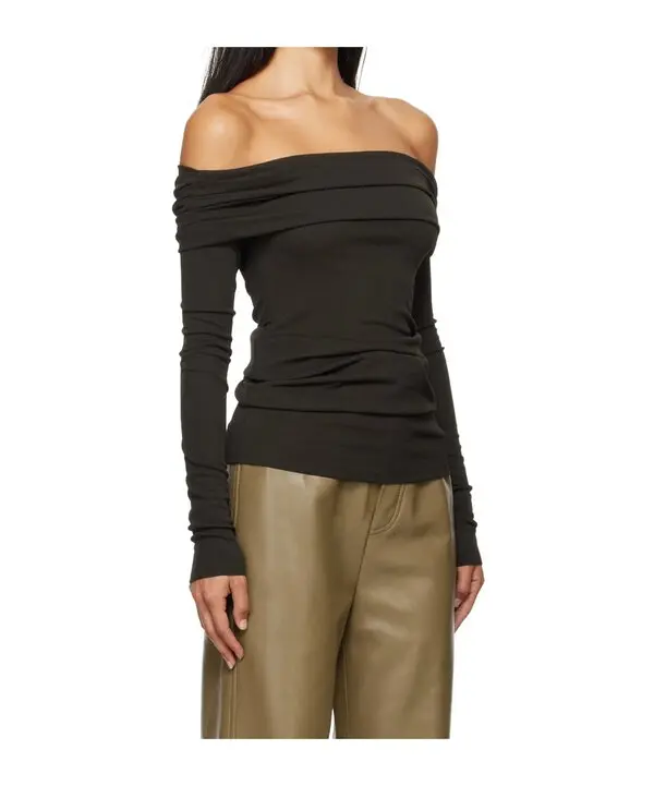 Nanushka Amily Off-the-shoulder Mesh Jersey Top