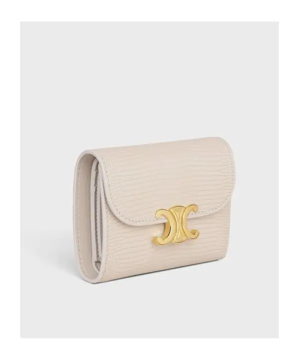 Celine Small Flap Wallet Triomphe In Lizard