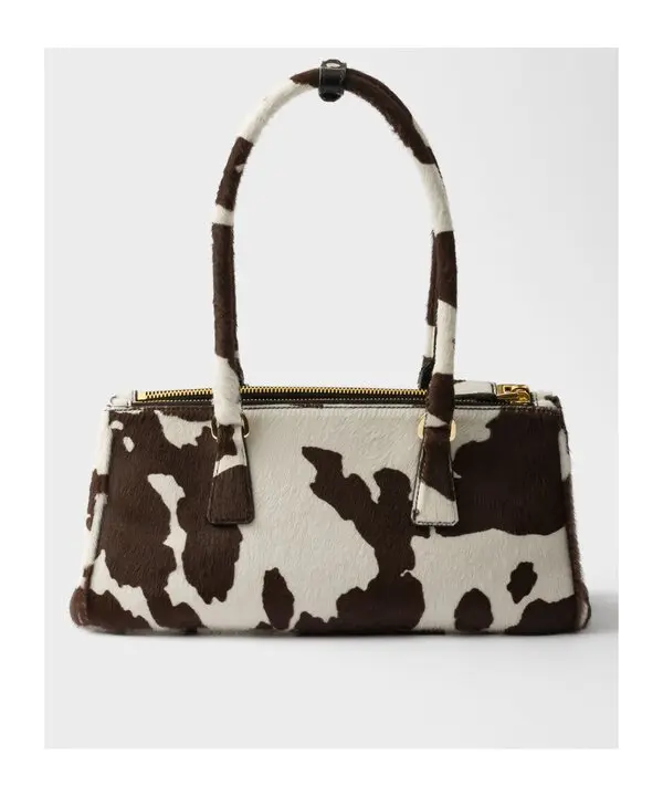 Prada Galleria Medium Printed Leather Bag - White/dark Brown