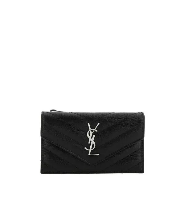 Saint Laurent Logo Quilted Flap Wallet