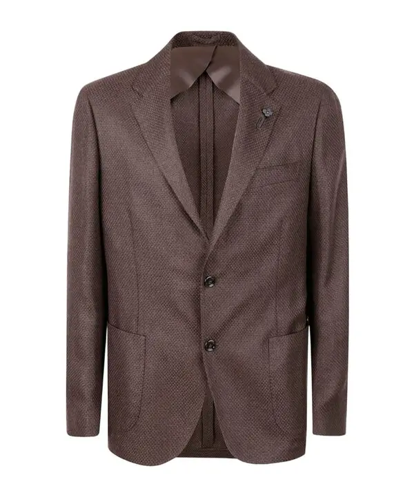 LARDINI Panama-textured Two-button Blazer