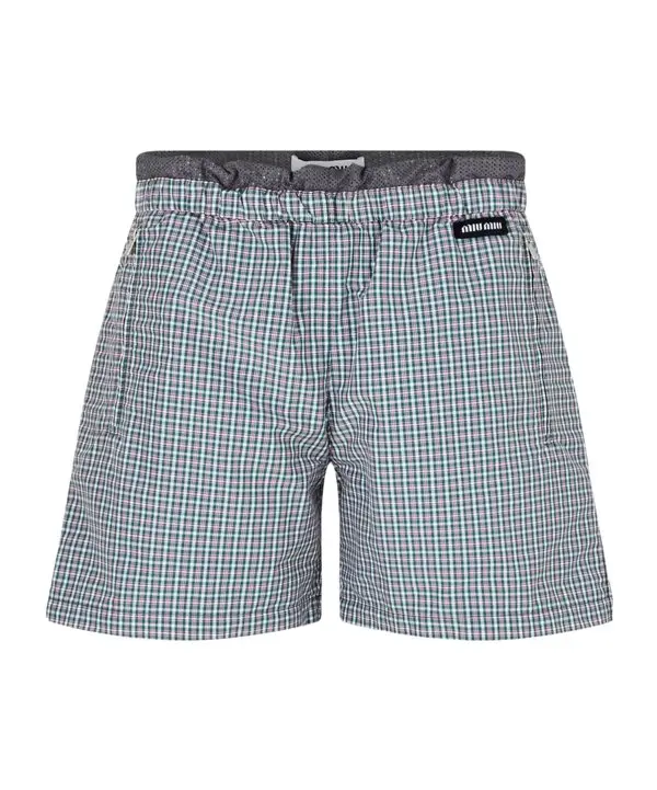 Miu Miu Checked Tailored Shorts - Gray
