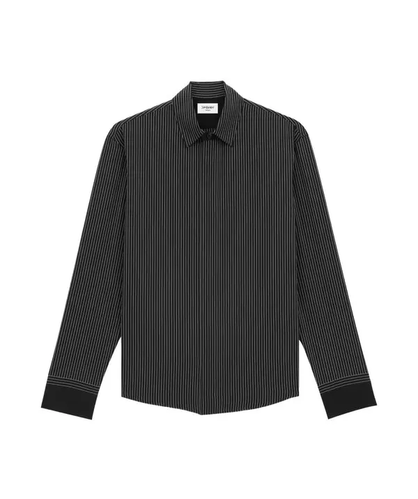 Saint Laurent Cassandre Shirt In Striped Silk