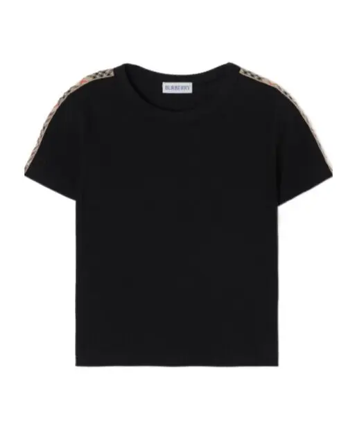 Burberry Check Trim Stretch Cotton T-shirt - Black