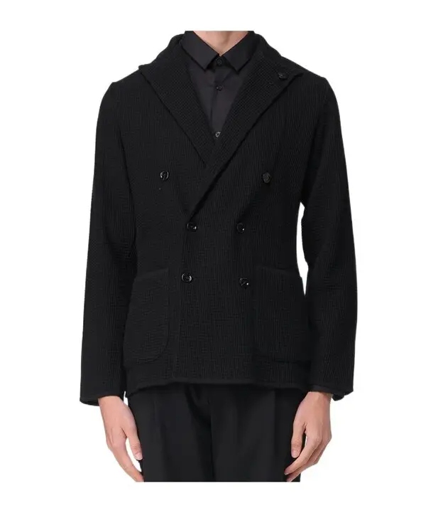 LARDINI Double-breasted Textured Blazer