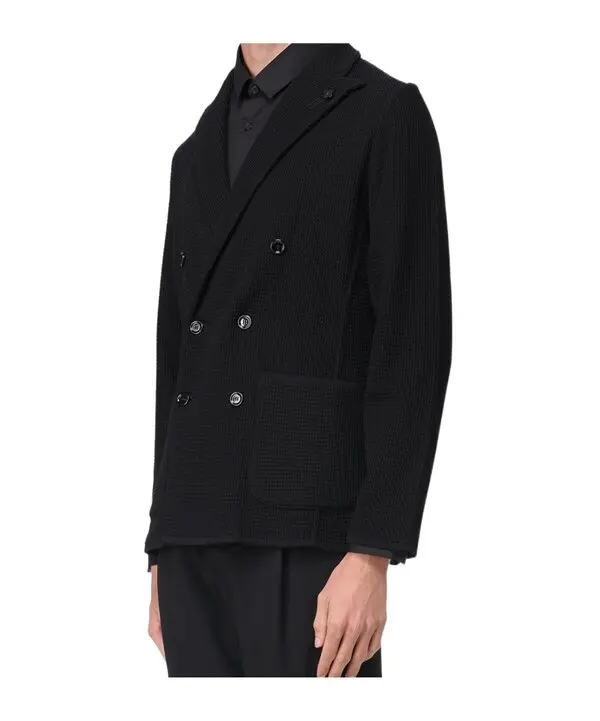 LARDINI Double-breasted Textured Blazer