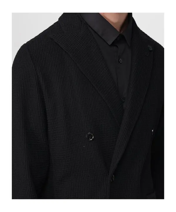 LARDINI Double-breasted Textured Blazer