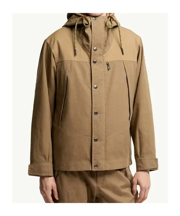 Moncler Givors Linen Hooded Jacket - Light Brown