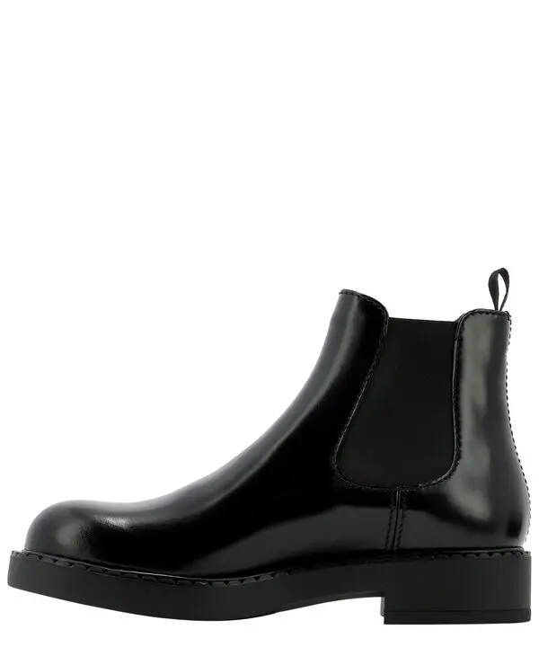 Prada Brushed Leather Chelsea Boots