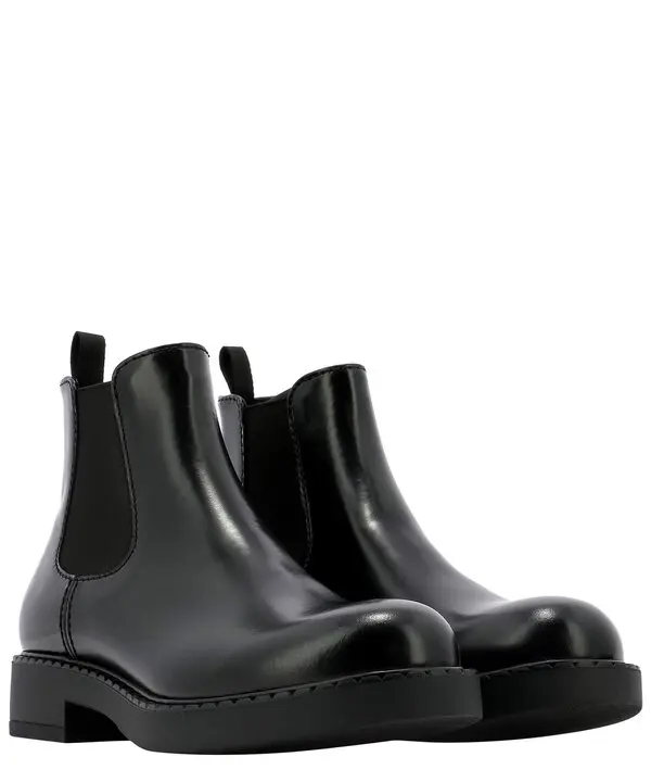 Prada Brushed Leather Chelsea Boots