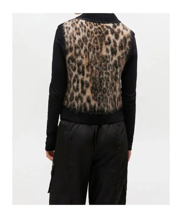 GANNI V-neck Leopard-printed Knitted Vest - Leopard Color