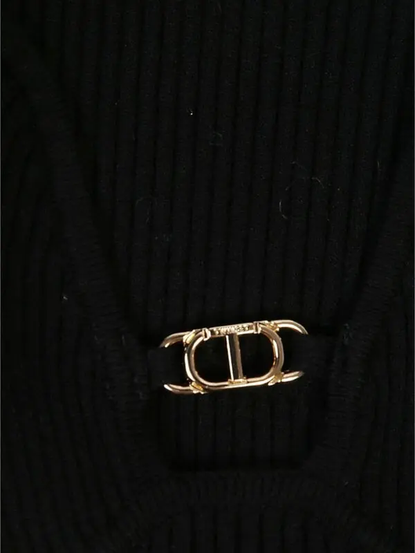 TWINSET Ribbed Knit V-neck Top With Logo Detail