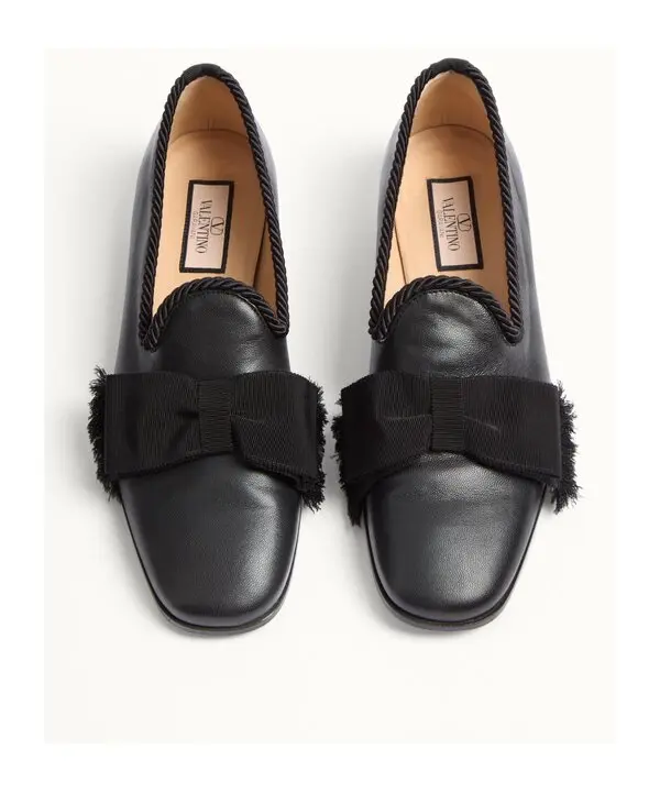 Valentino Garavani Leather Fringe Detailed Slip-on Loafers
