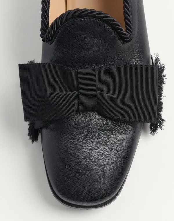 Valentino Garavani Leather Fringe Detailed Slip-on Loafers