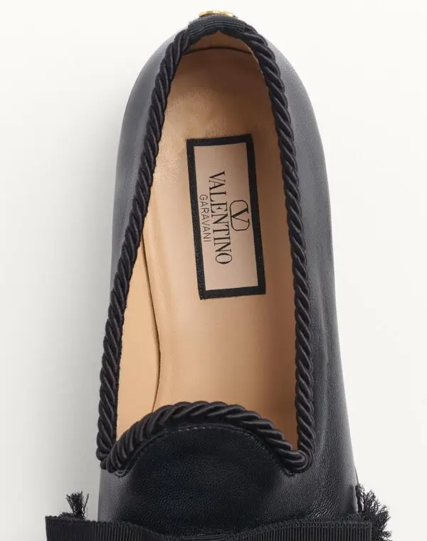 Valentino Garavani Leather Fringe Detailed Slip-on Loafers