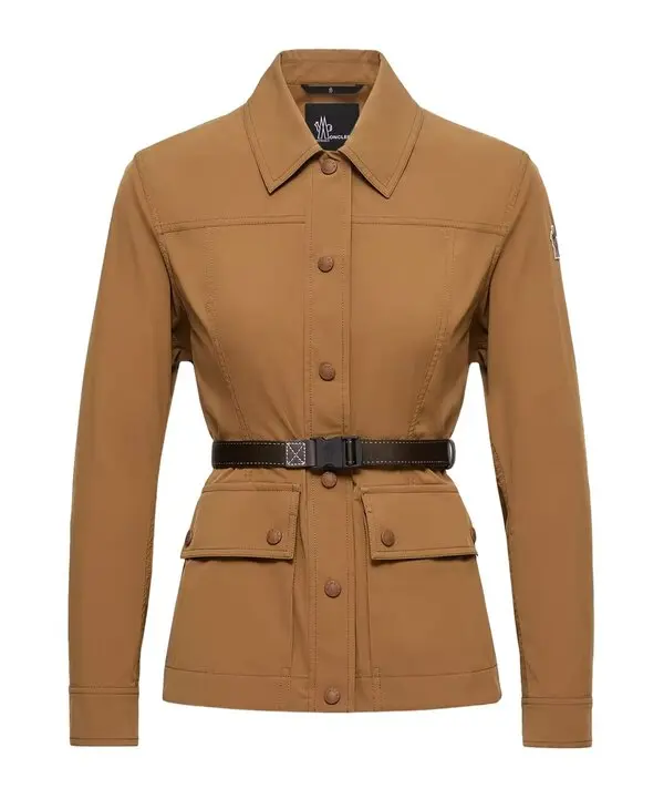 Moncler Isfara Taffeta Shirt Jacket With Detachable Belt - Brown