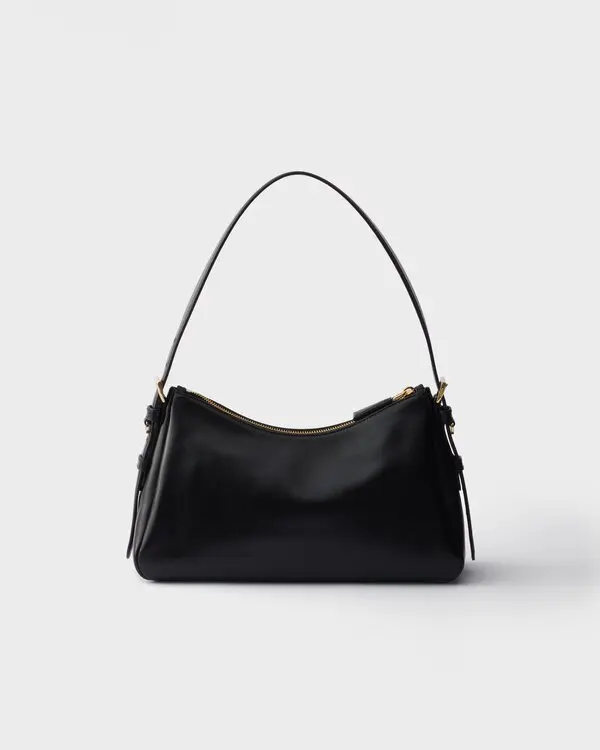 Prada Aimée Medium Leather Shoulder Bag - Black
