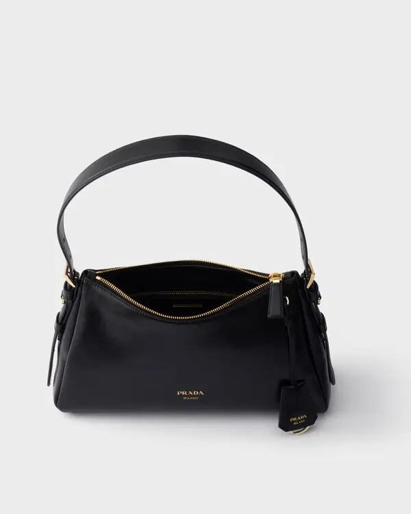 Prada Aimée Medium Leather Shoulder Bag - Black