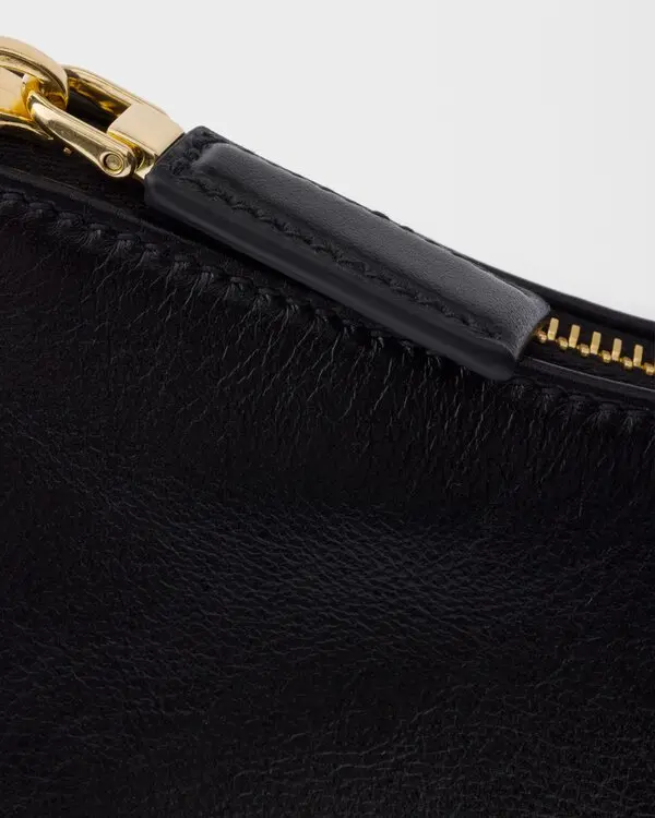 Prada Aimée Medium Leather Shoulder Bag - Black